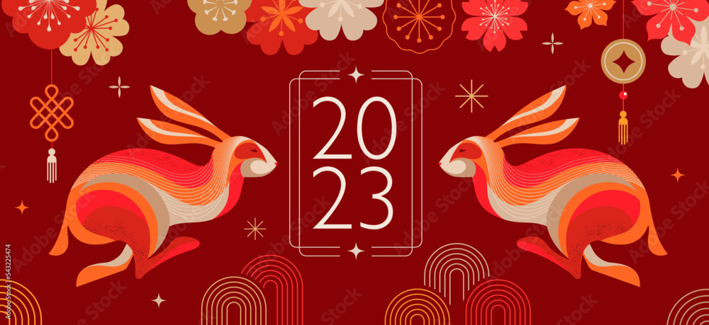 Chinese new year 2023 year of the rabbit - red traditional Chinese ...