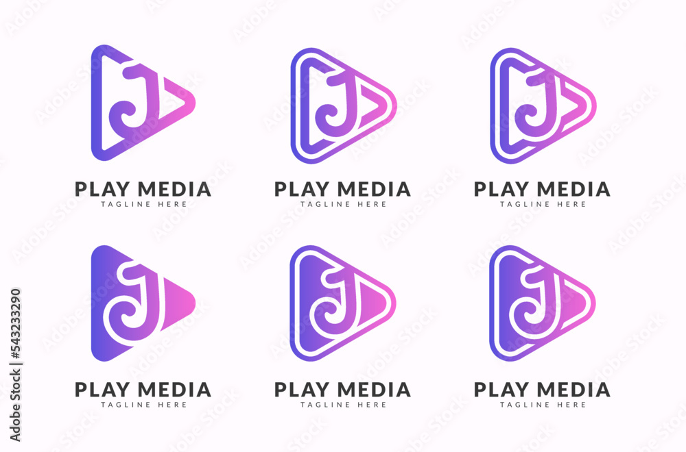 Letter J play media creative gradient logo Stock Vector | Adobe Stock