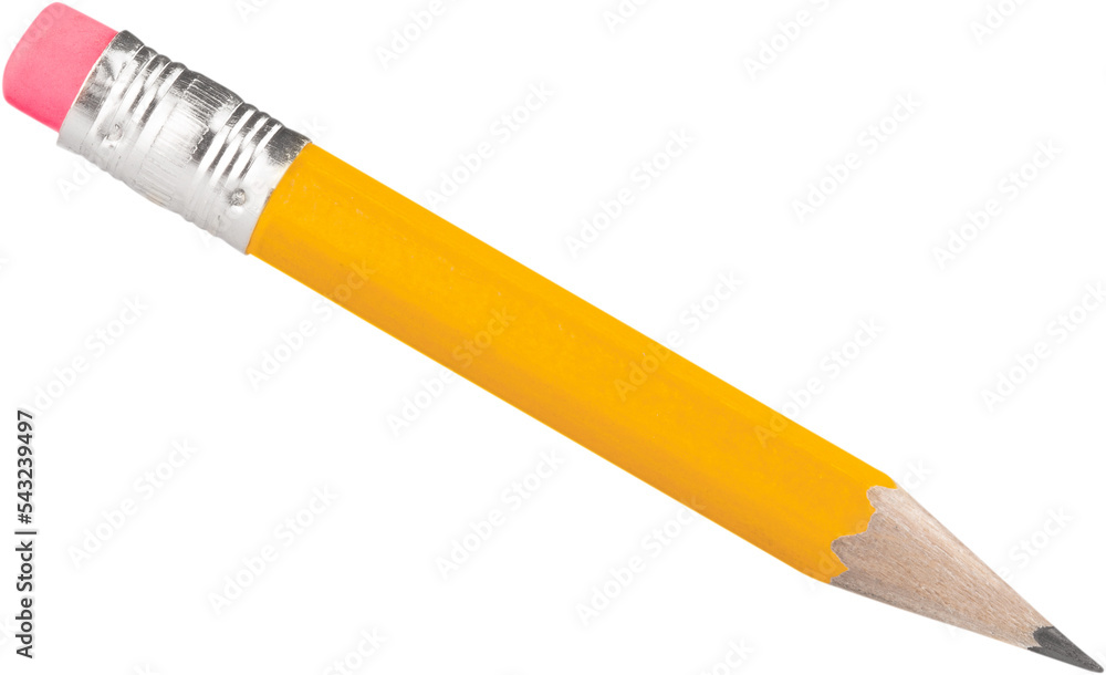 Short Yellow Pencil with Eraser - Isolated Stock Photo | Adobe Stock