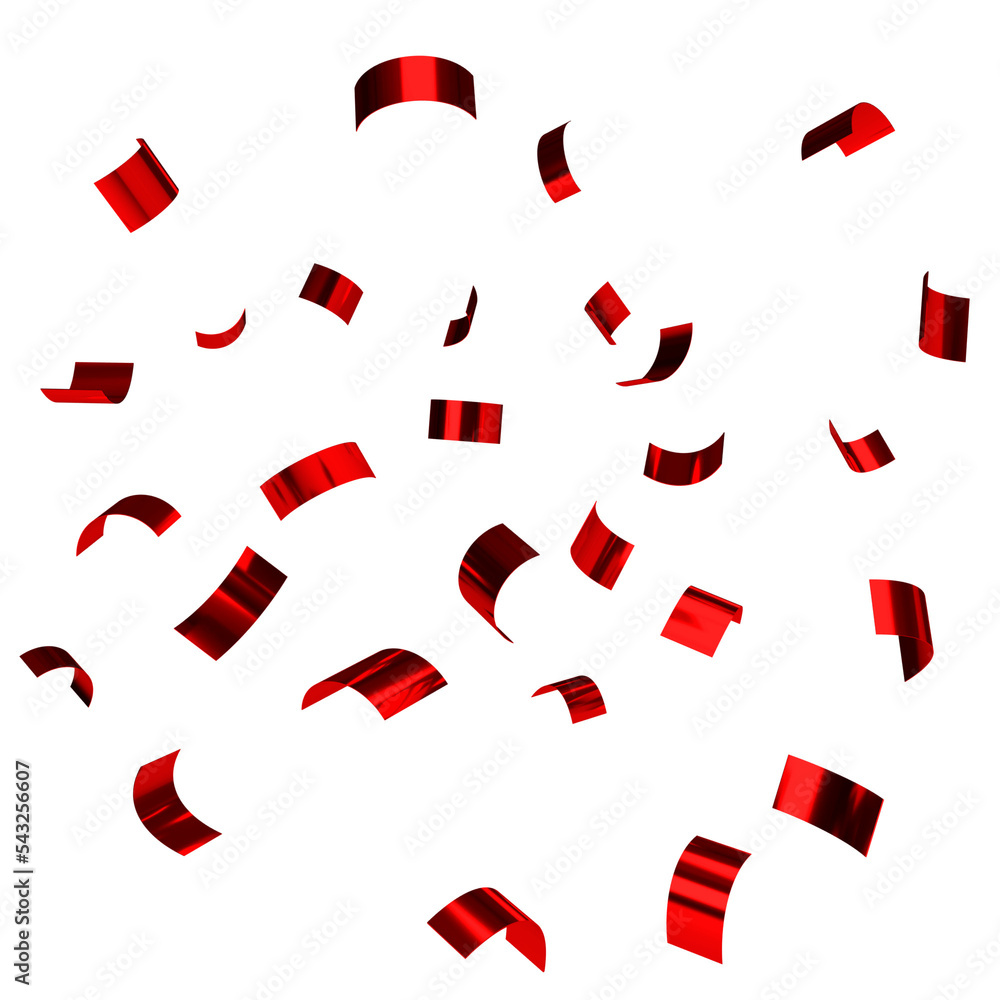 Falling shiny red confetti on transparent background. Bright scarlett ...