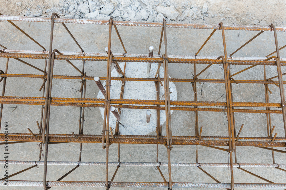 Monolithic foundation with metal reinforcement. Reinforcement ...
