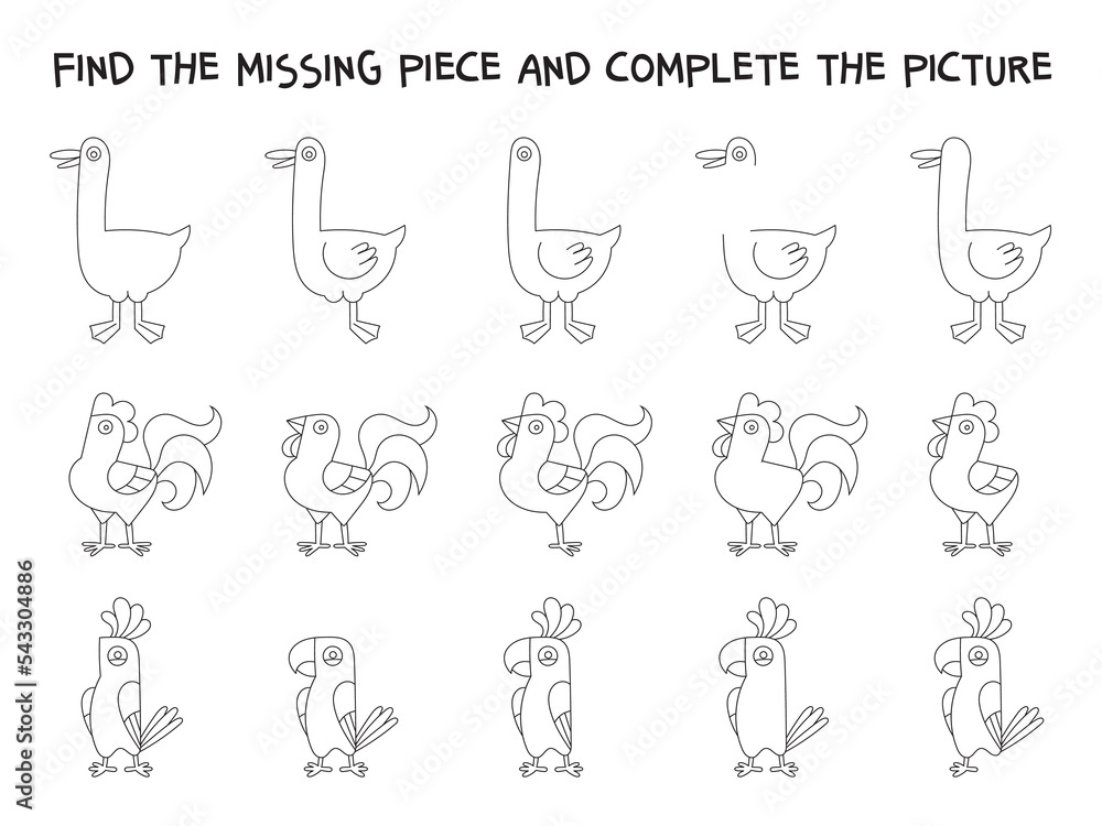 Find the missing piece and complete the picture. Learning for toddlers ...