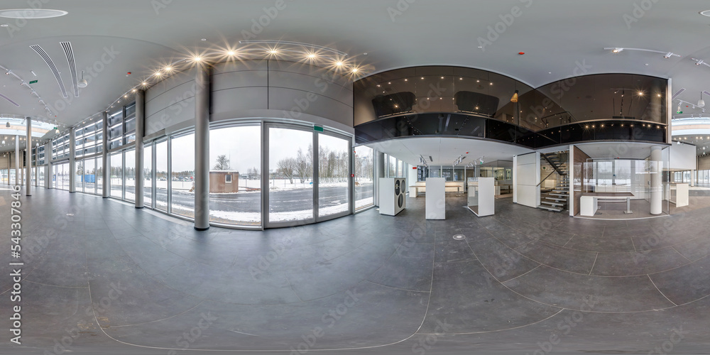 full seamless spherical hdri 360 panorama in interior of empty white ...
