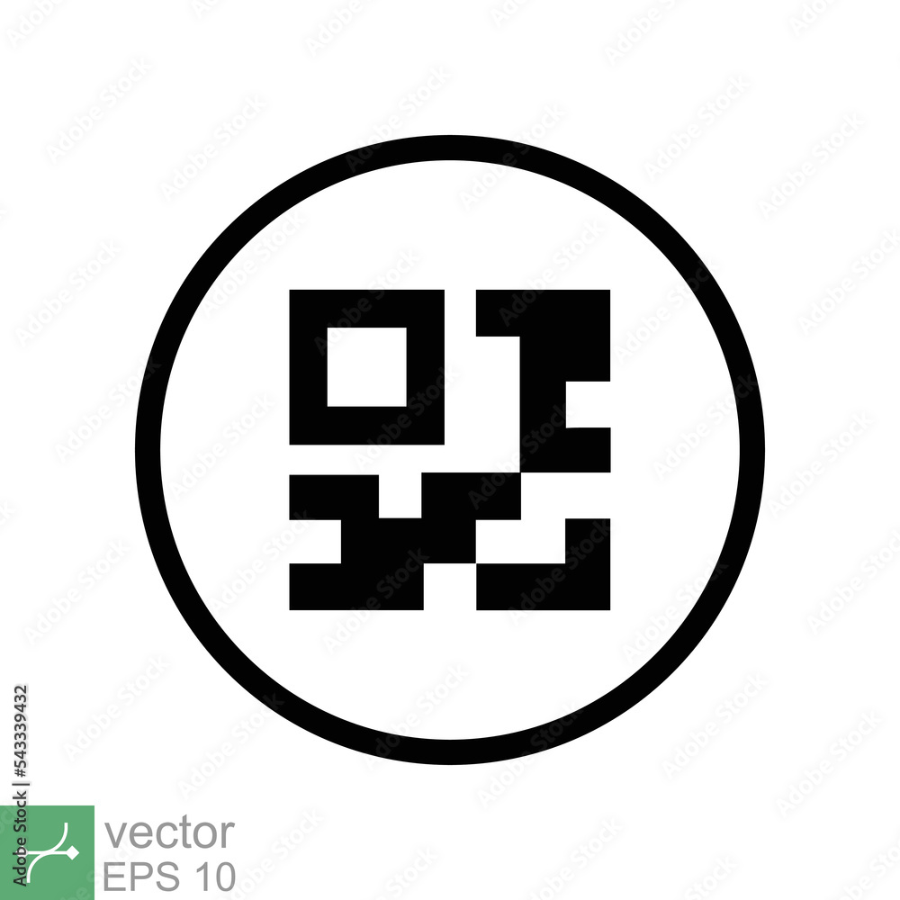 Scan qr code icon. Simple flat style. Scanning black round qr badge on ...