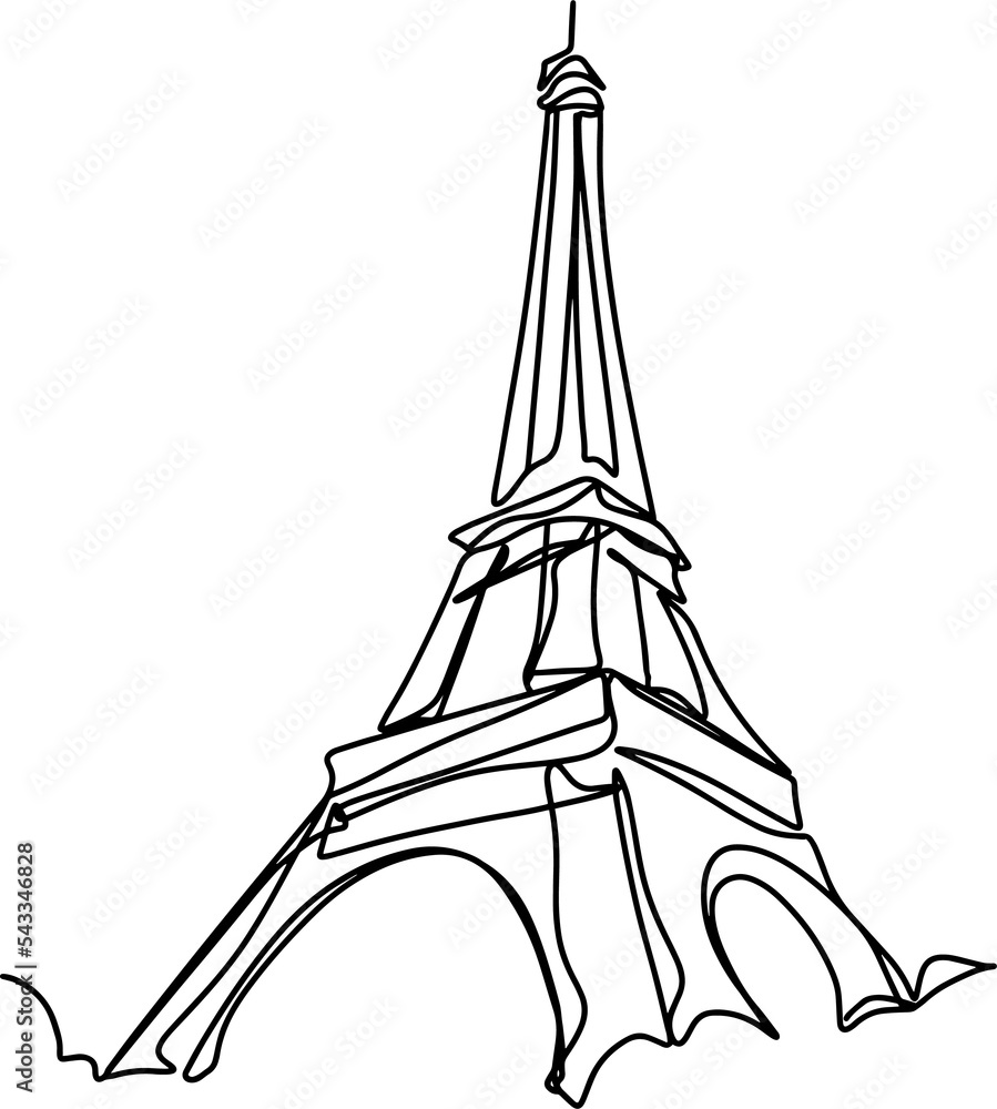Eiffel Tower Continuous One Line Drawing. Eiffel Tower Outline Drawing ...