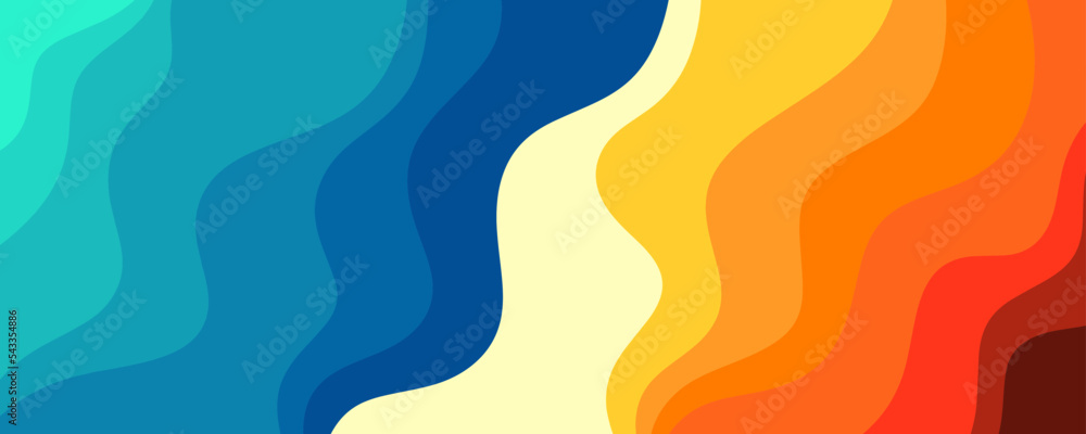Liquid flow retro 80s flat landscape banner background vector. Stock ...