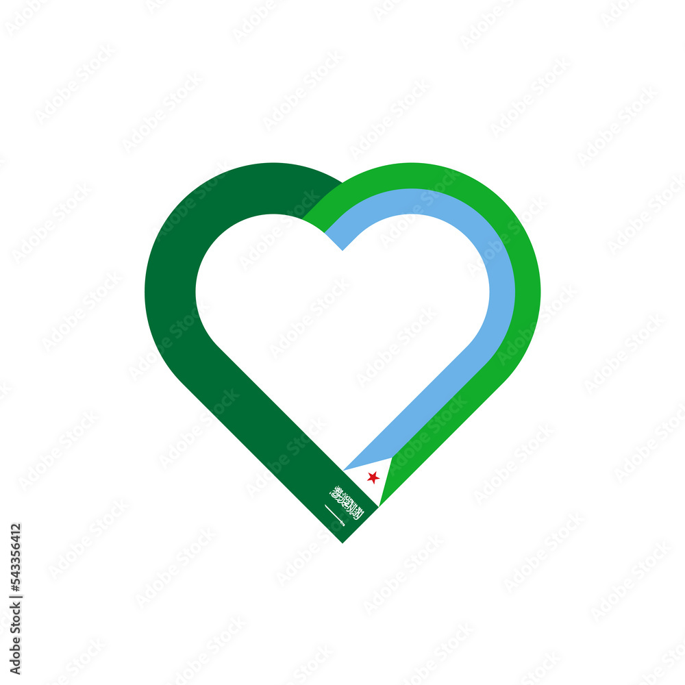 Vector de Stock friendship concept. heart ribbon icon of saudi arabia and djibouti flags. vector ...