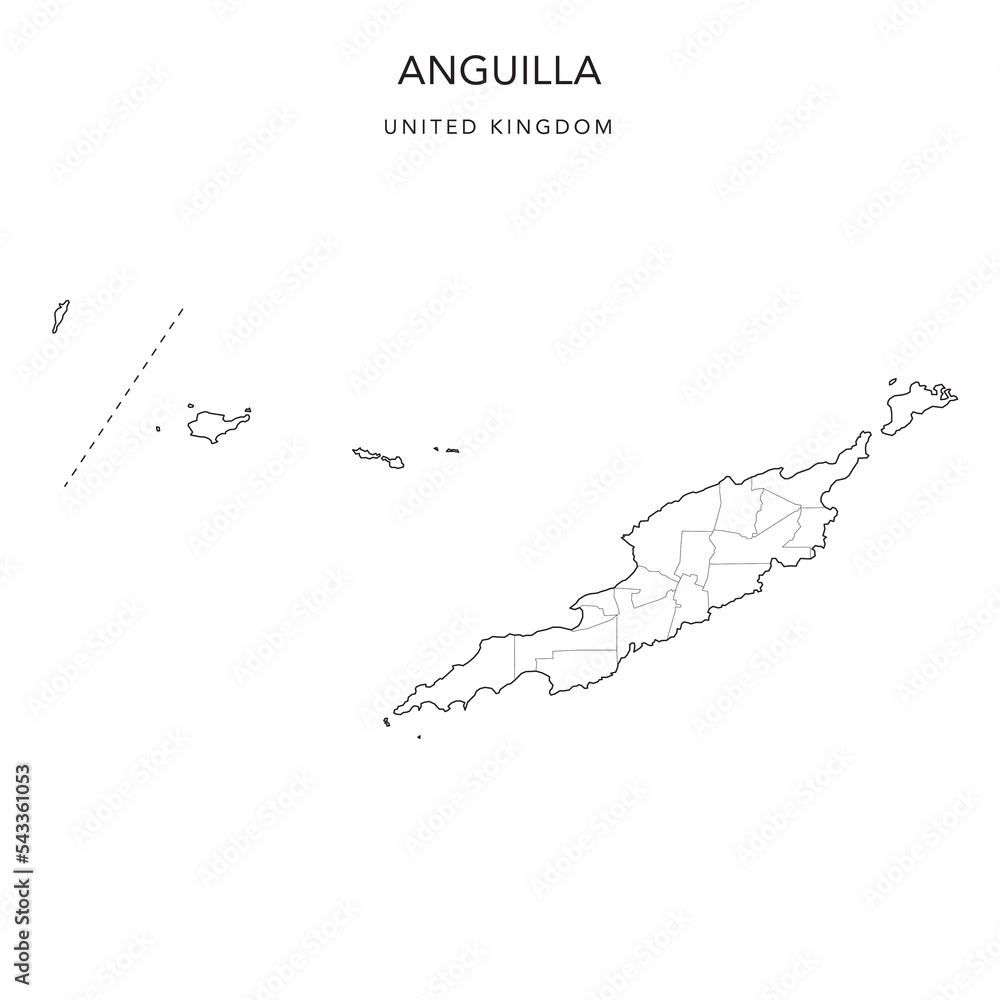 Administrative Map of Anguilla with Districts as of 2022 - United ...