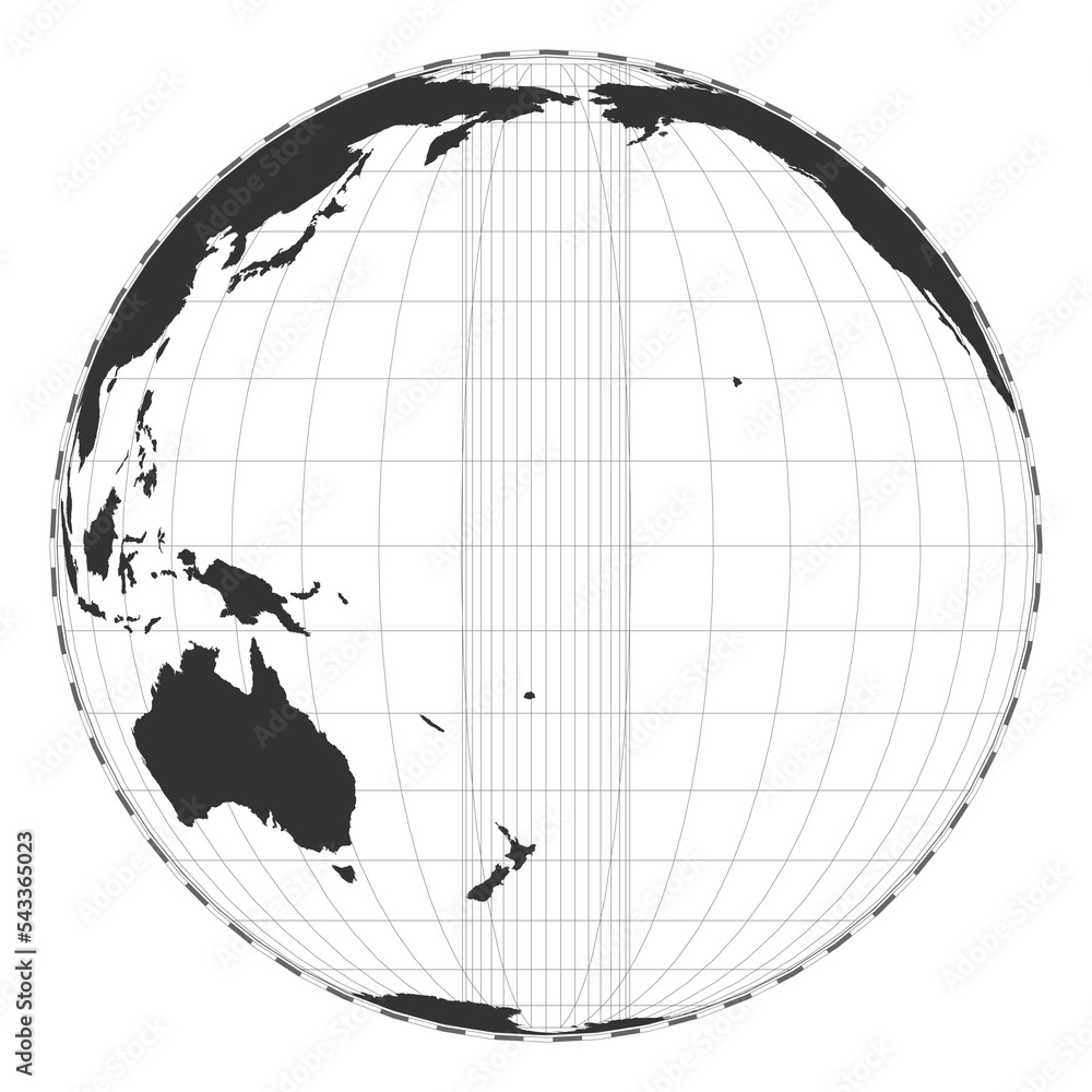 Vector world map in orthographic projection. Geographical map with ...