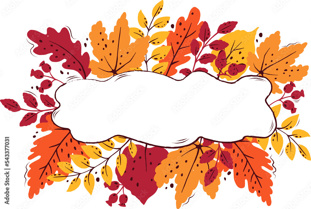 Rectangular autumn frame with leaves on a transparent background. Png ...