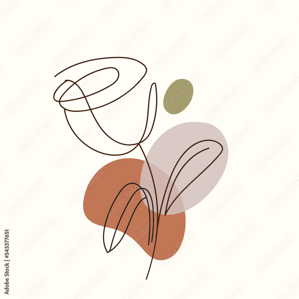 Minimal floral line art. Modern abstract background. Trendy design ...