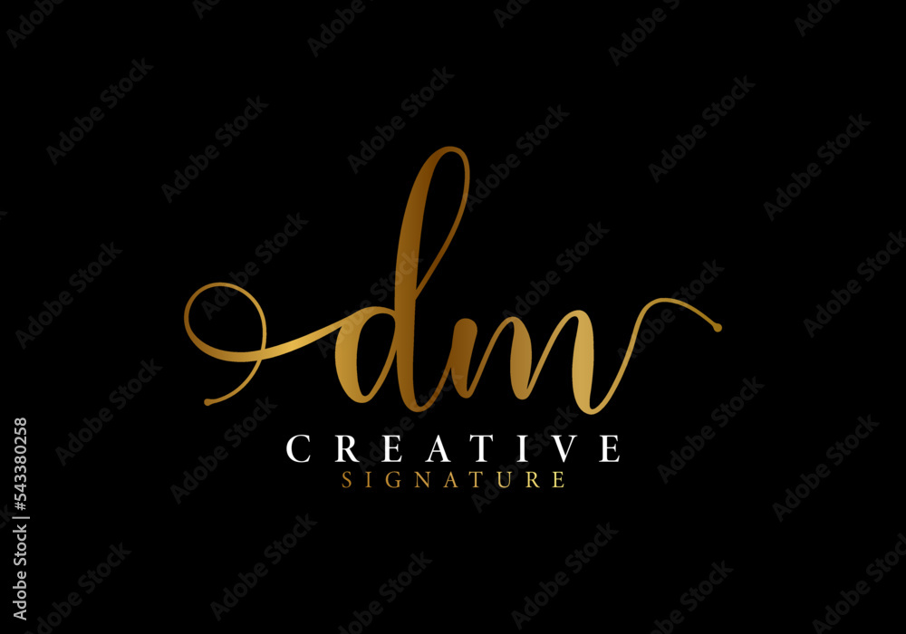 Initial DM Luxury Gold Signature Logo Design. Feminine Logo Vector Icon ...