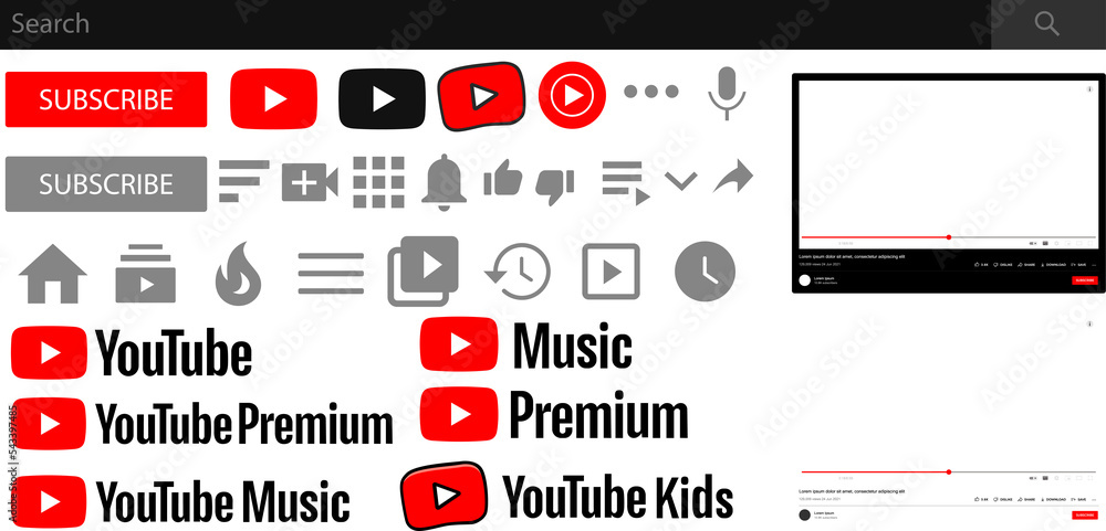 Youtube, Youtube kids, YouTube Music, YouTube Premium on transparent ...