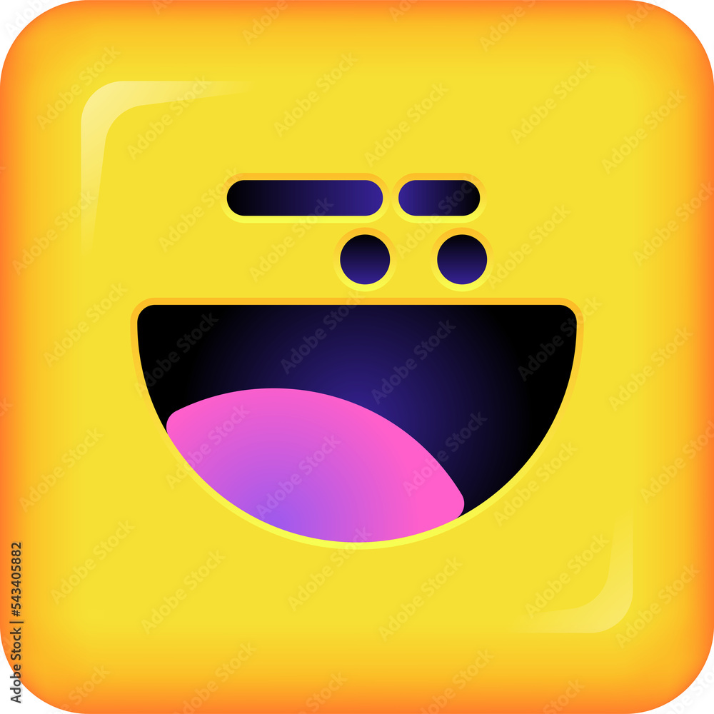 Cool square Emoticon. Yellow Emoji faces emoticon smile, digital smiley ...