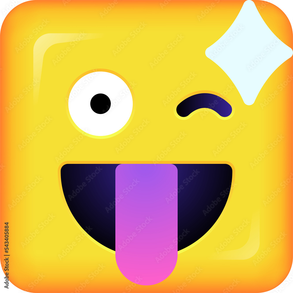 Cool square Emoticon. Yellow Emoji faces emoticon smile, digital smiley ...