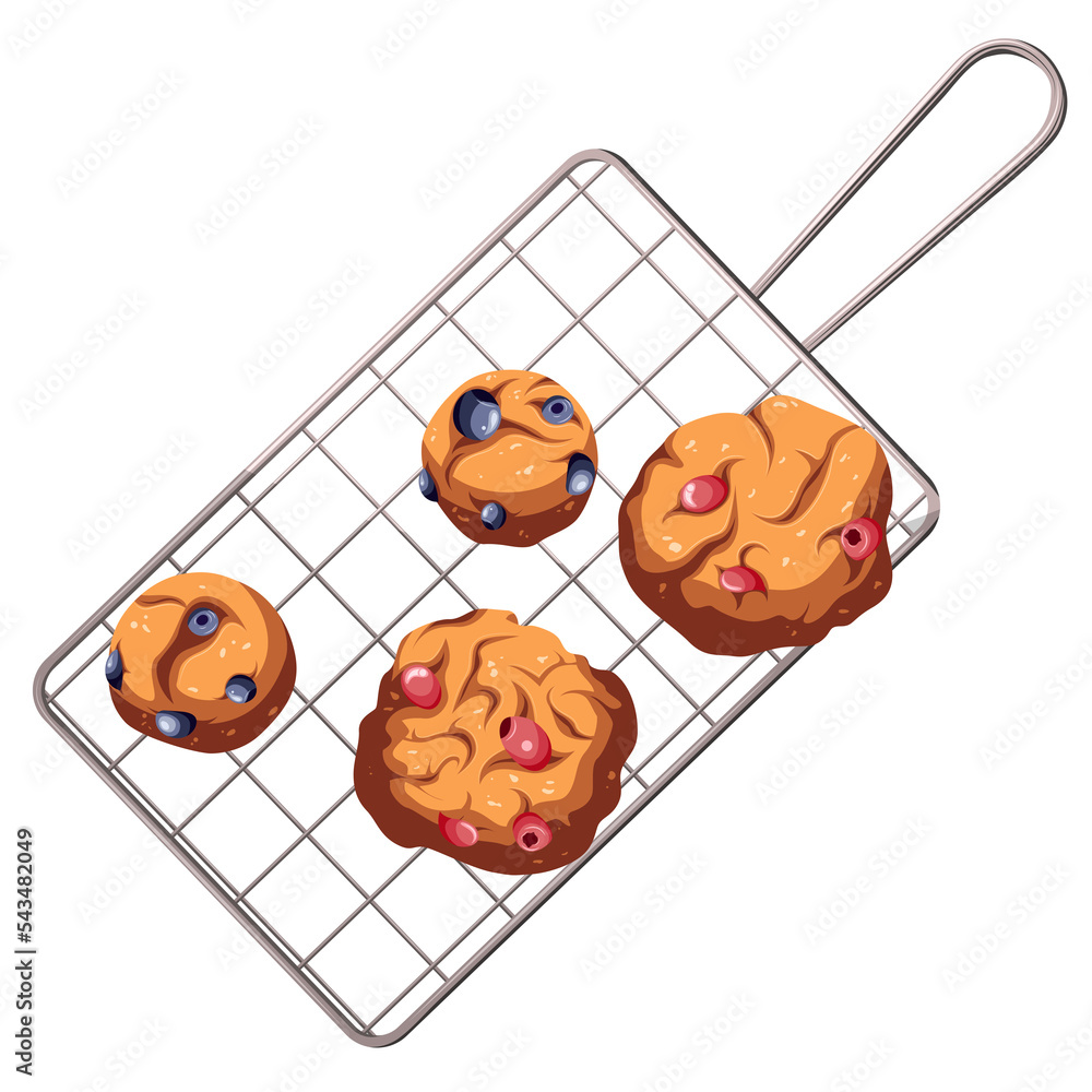 Illustration of baking grate rack with oatmeal cookies with cranberry ...