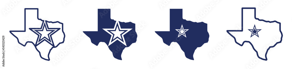Vetor Texas Shape Silhouette. Texas Logo Vector. Dallas Star. Vector ...