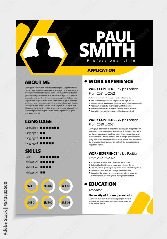 Resume design template minimalist cv. Business layout vector for job ...
