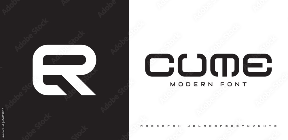 Tech font typography alphabet letters. Future logo typo. Minimal urban ...