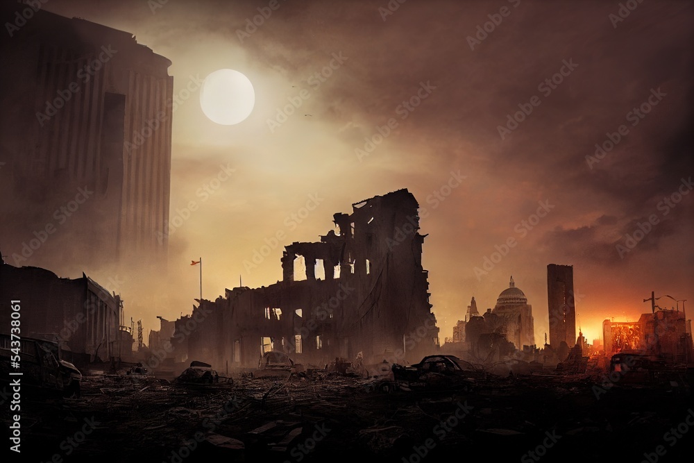 Washington DC Post Apocalyptic Stock Illustration | Adobe Stock