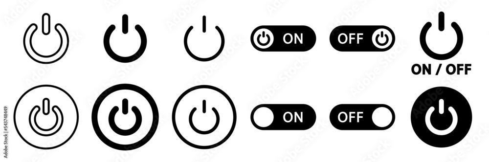 Conjunto de iconos de botón de encendido y apagado. Encender y apagar ...
