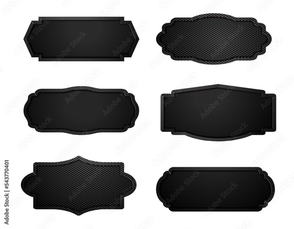Set of Modern dark black metal sign board label plate texture ...