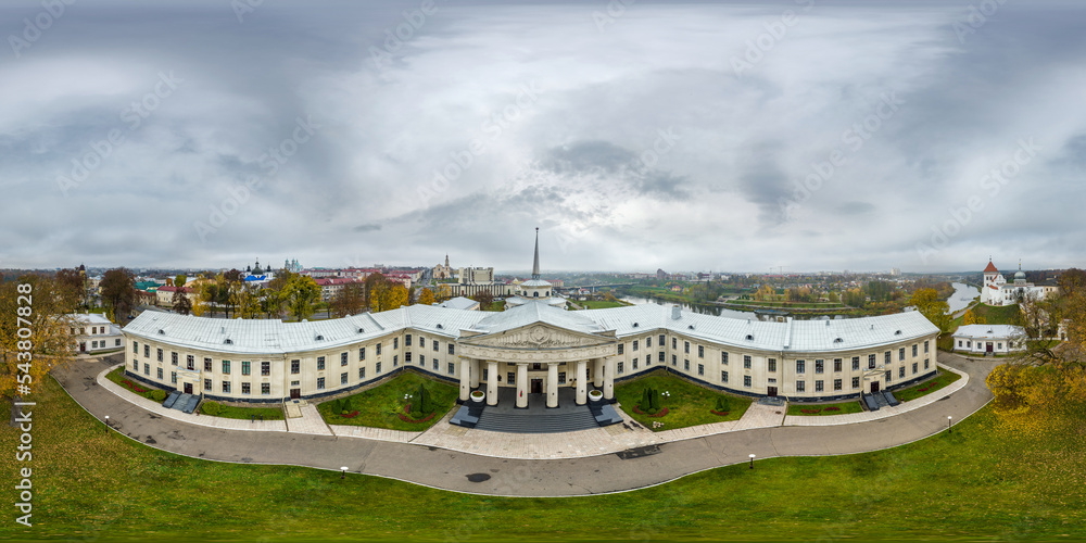 aerial full seamless spherical hdri 360 panorama view above over a ...
