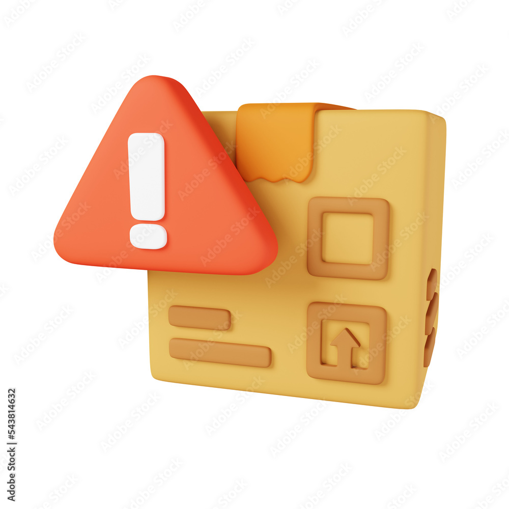 Parcel box with error mark. Delivery service and shipping icon concept ...