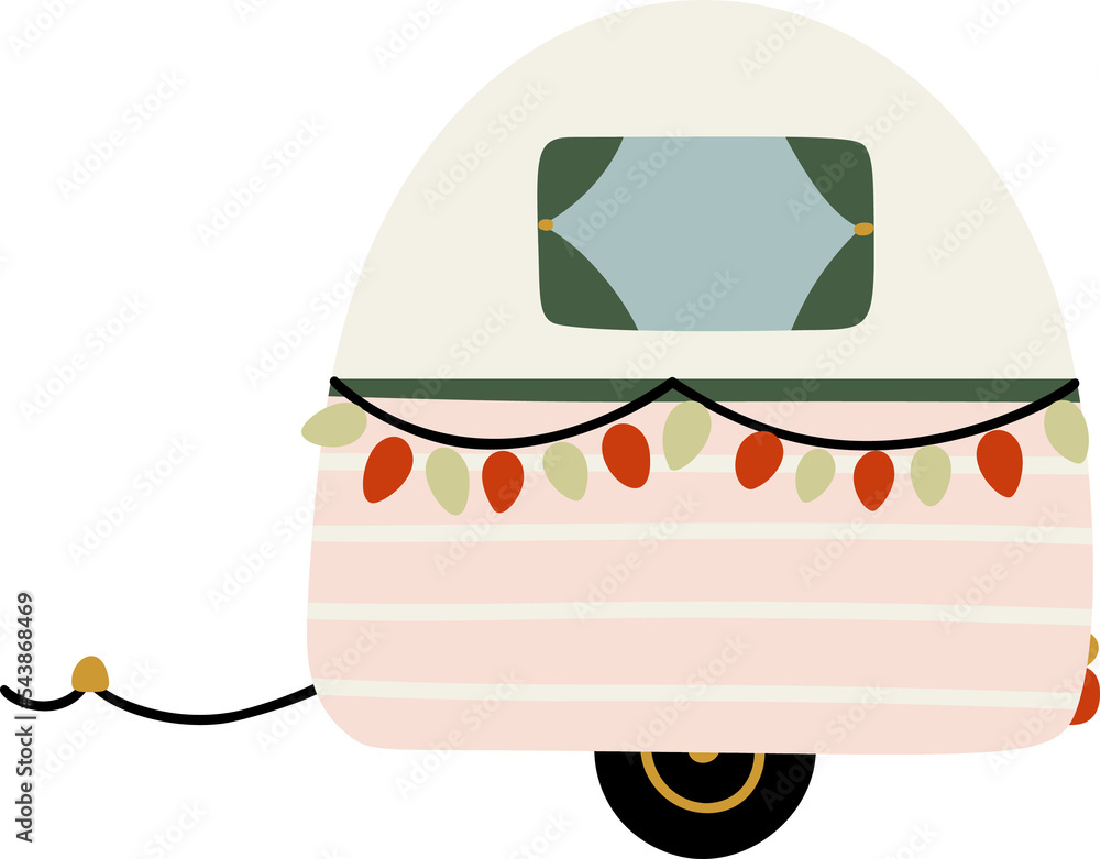 Christmas camper trailer clipart illustration Stock Illustration ...