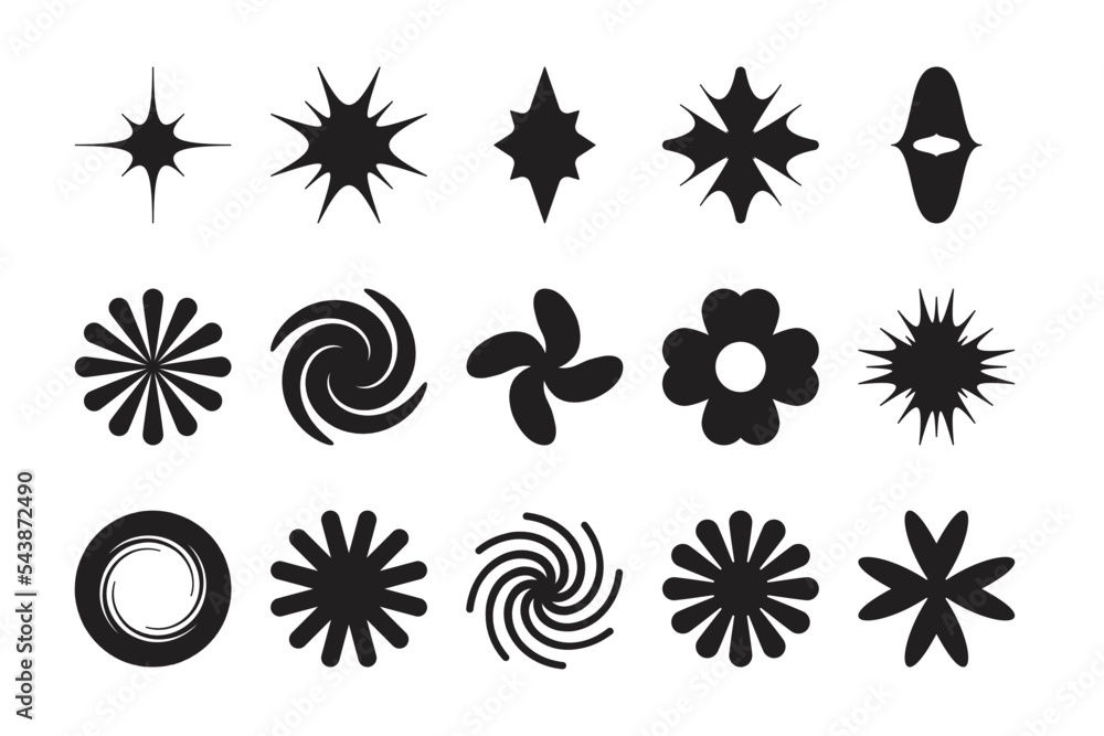 Vector set of design elements and illustrations in simple flat linear ...