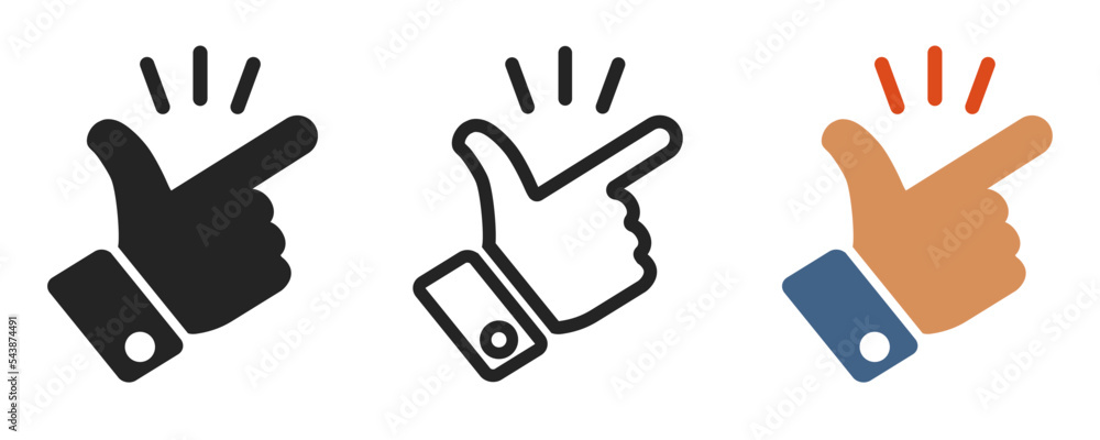 It’s simple - finger snap set icon in flat style. Easy icon. Finger ...