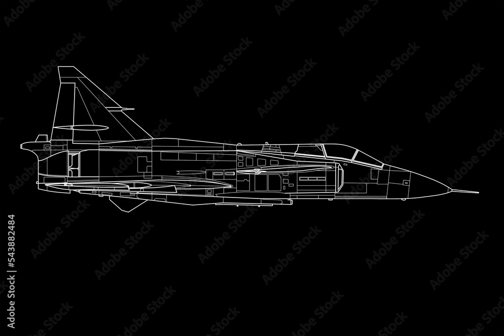 Avión de combate con planos canard y ala delta JA 37 Stock Illustration ...