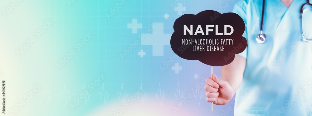 Stock-Foto „Non-alcoholic fatty liver disease (NAFLD). Doctor holding ...