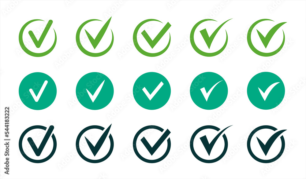 Check mark icon set. Profile verification check marks icon. Approved symbol. Vector illustration ...