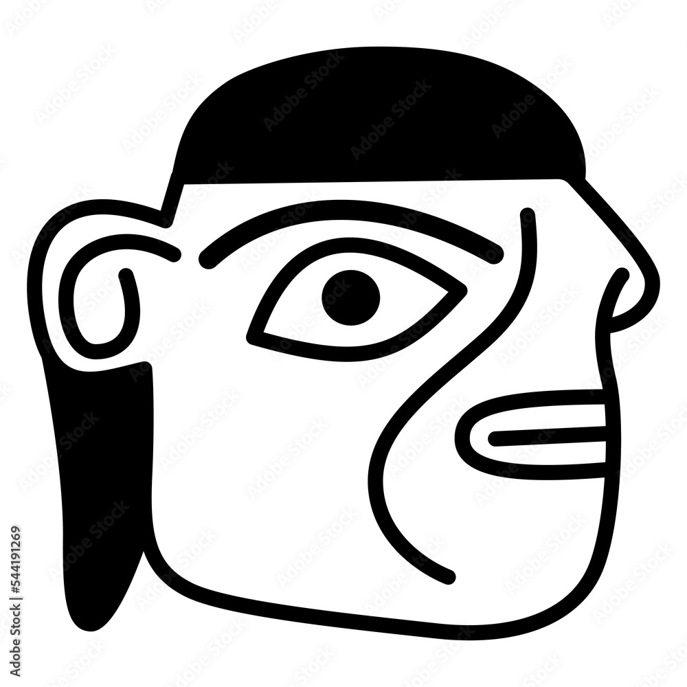 Stylized human head. Ancient Peruvian folk design from Tiahuanaco or ...