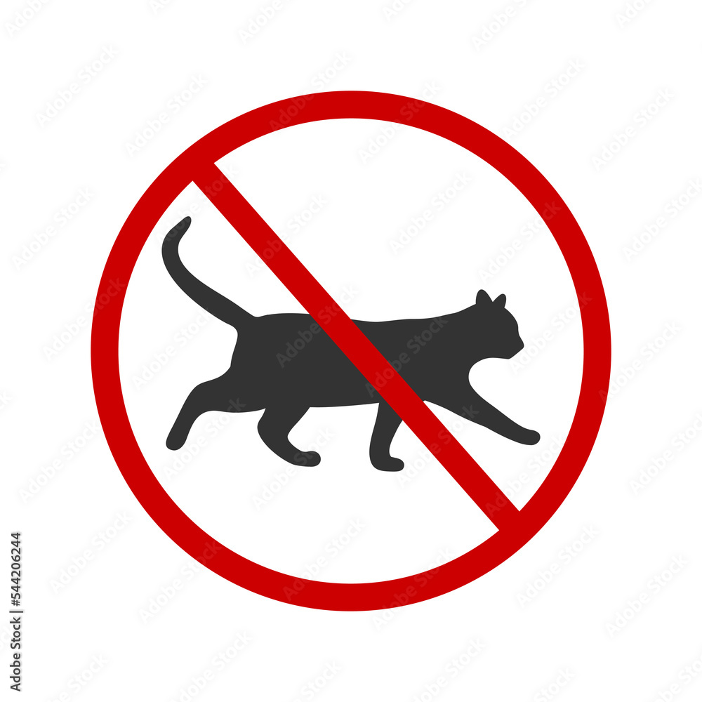 Vector de Stock No cats allowed icon. Pets walking ban zone pictogram ...