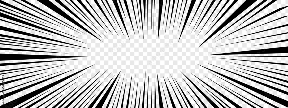 Manga book page design. Cartoon or comic emphasis template. Radial ...