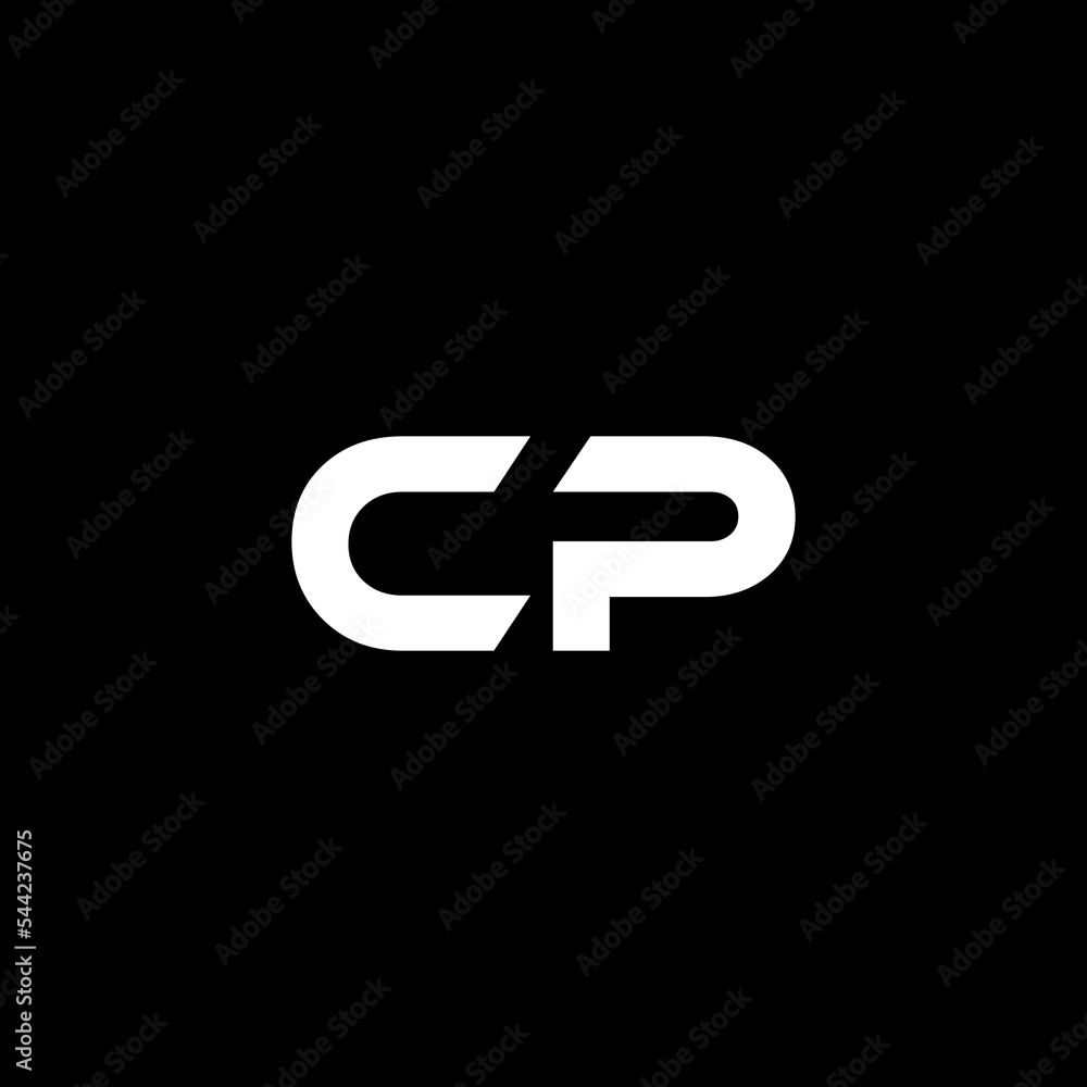 CP letter logo design with black background in illustrator, vector logo ...