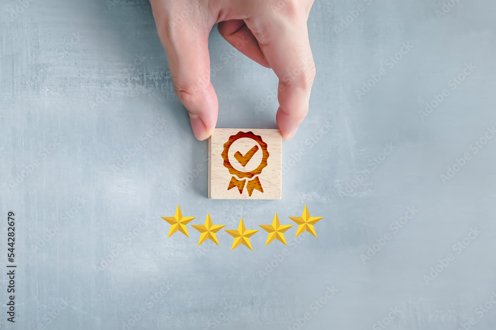 Hand picked sign of the top service Quality assurance with 5 star ...