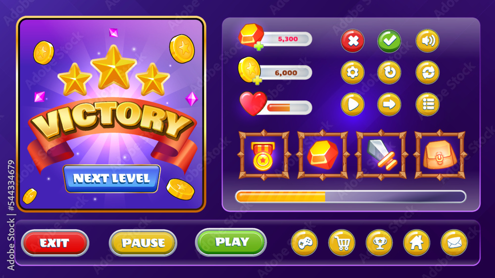 The Mega Pack Game UI interface kit for Mobile and Web fantasy theme ...