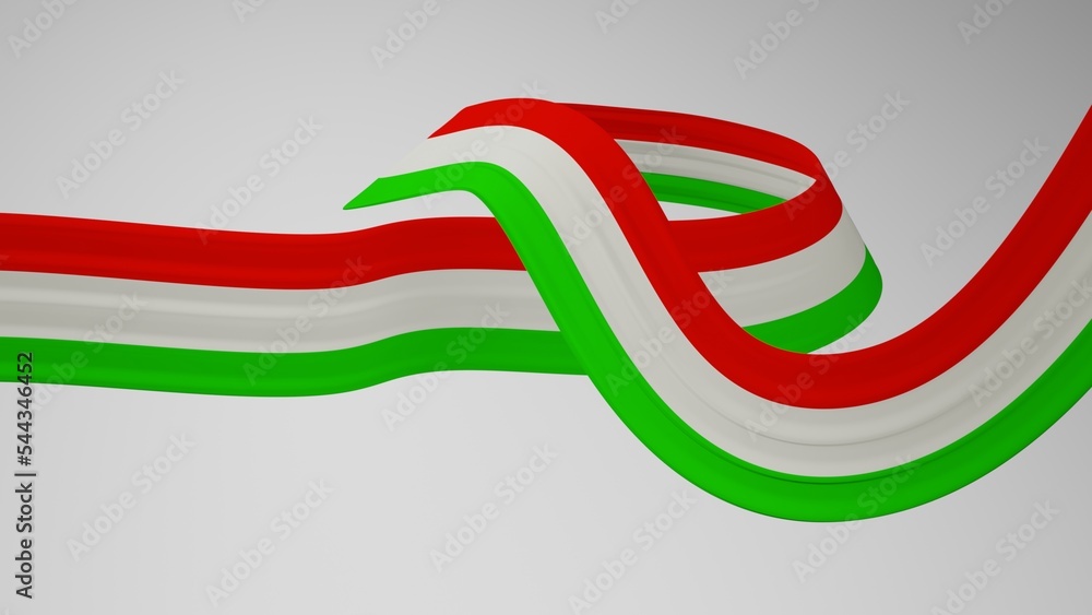 Close-up render of the twisted ribbon of the Hungary flag, the national ...