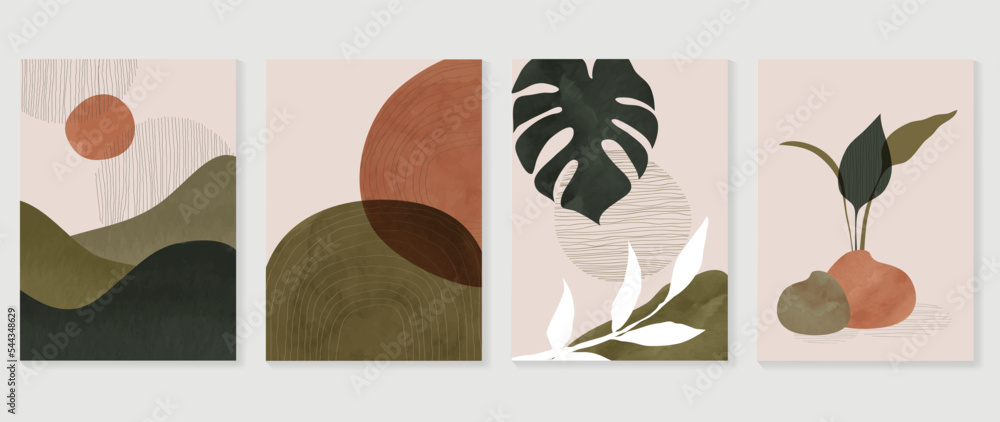 Set of contemporary abstract design wall art vector. Collection of ...