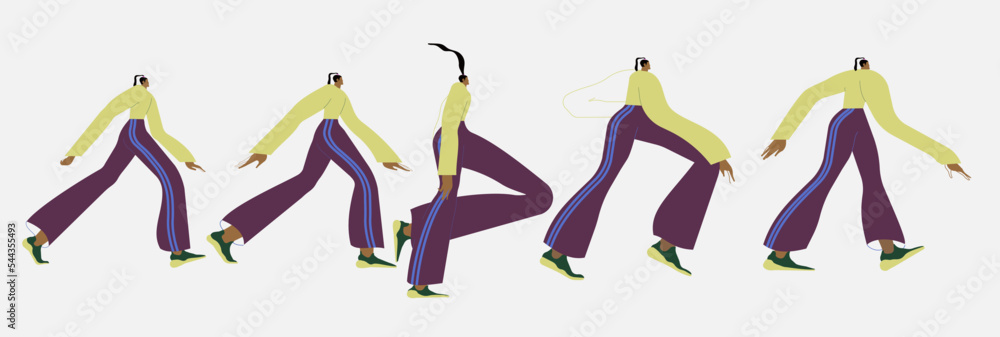 Walk cycle sequence animation. Man in motion, going, stepping side view ...
