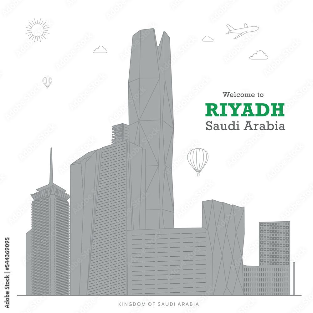 Kingdom of Saudi Arabia Famous Buildings in Riyadh KAFD. Editable ...