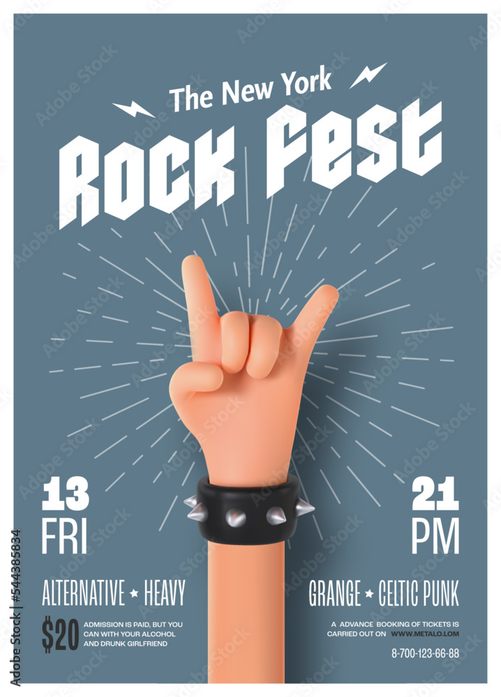 Rock festival invitation printing leaflet template. Music festival ...
