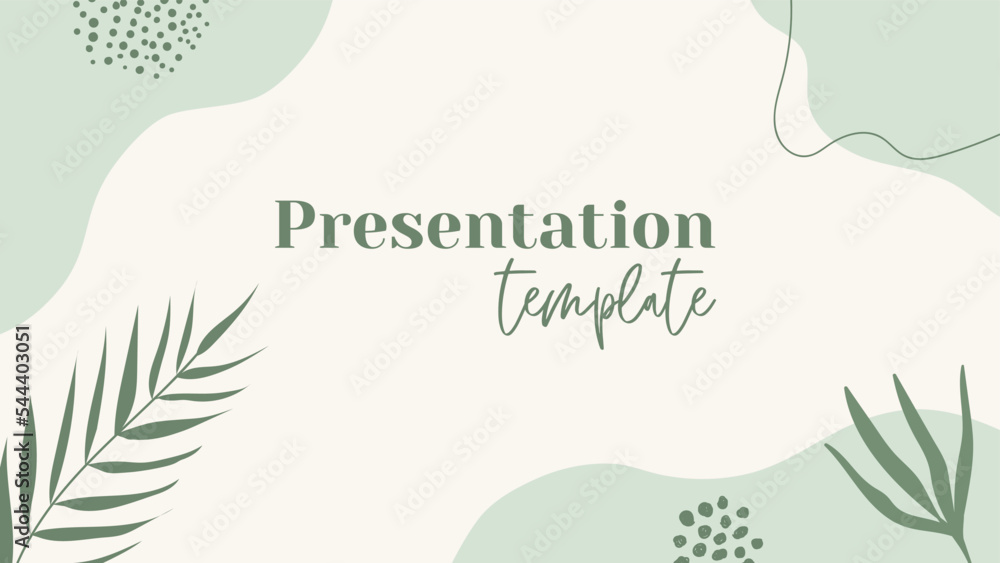 Presentation vector template. Natural floral green background with ...