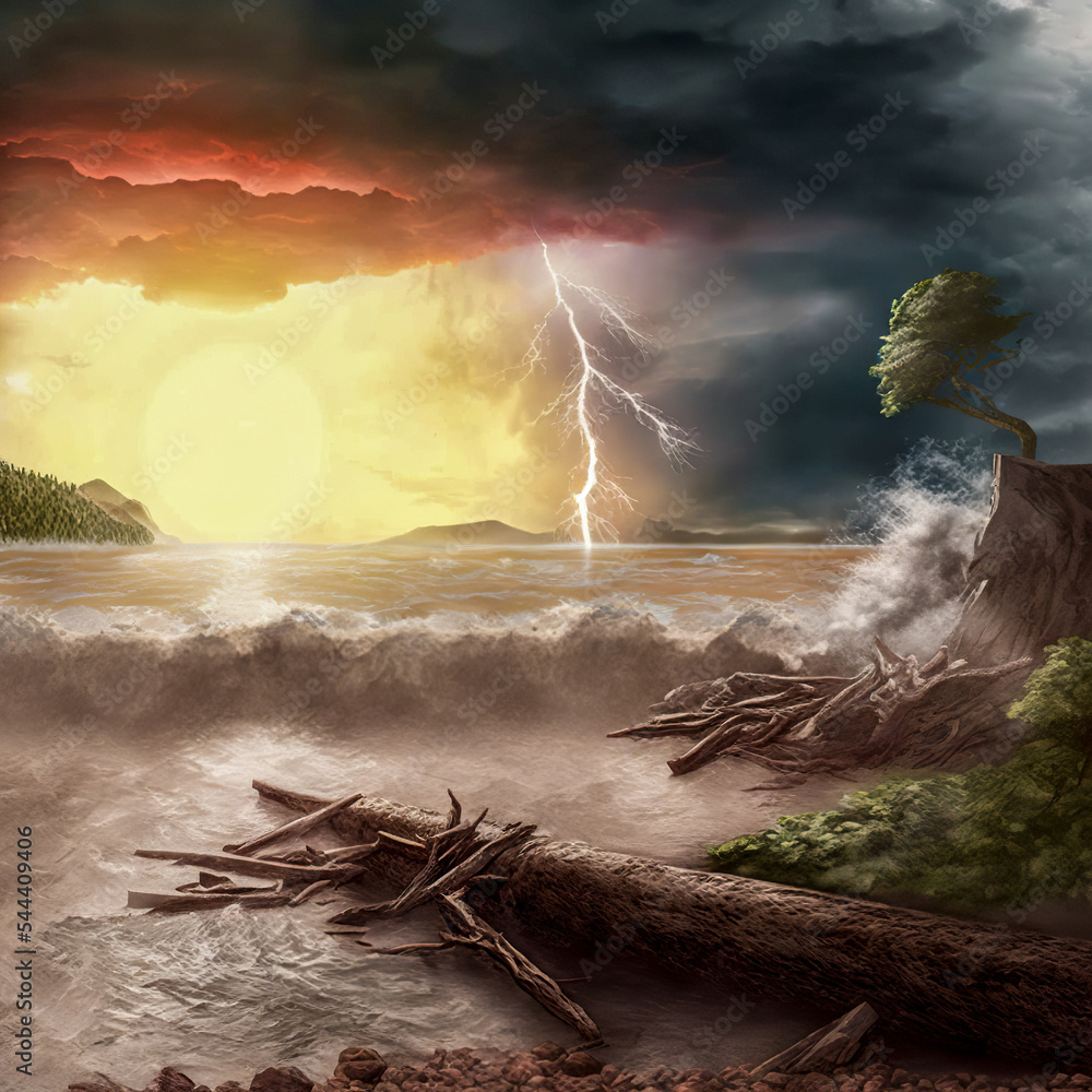 Climate change concept art - illustration of global warming Stock ...