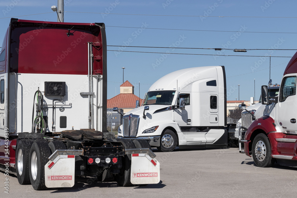 Kenworth Semi Tractor Trailer Trucks on display at a dealership ...