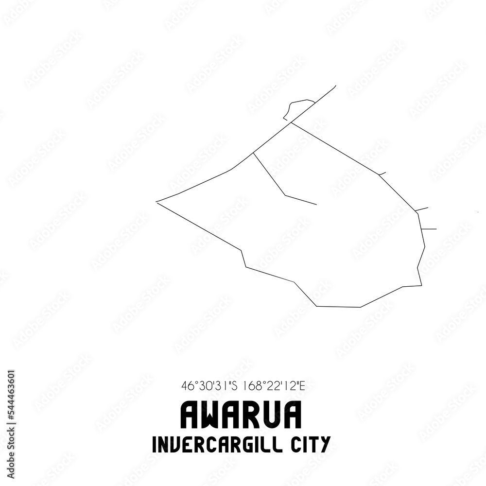 Awarua, Invercargill City, New Zealand. Minimalistic road map with ...