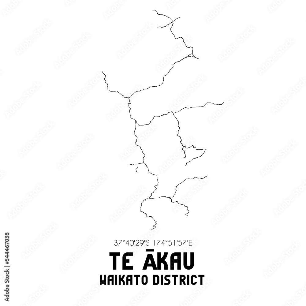 Ilustração Te Akau, Waikato District, New Zealand. Minimalistic road ...